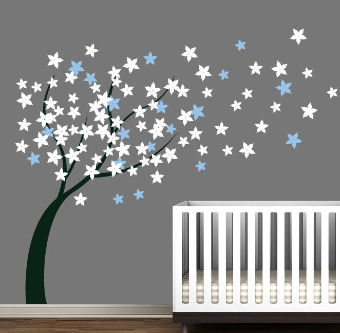 Windy Flower Tree Wall Vinyl By Wallboss | Wallboss Wall Stickers ...
